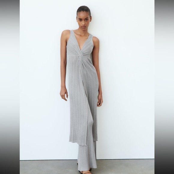 Zara | Tops | Zara Metallic Thread Long Knotted Knit Top | Poshmark